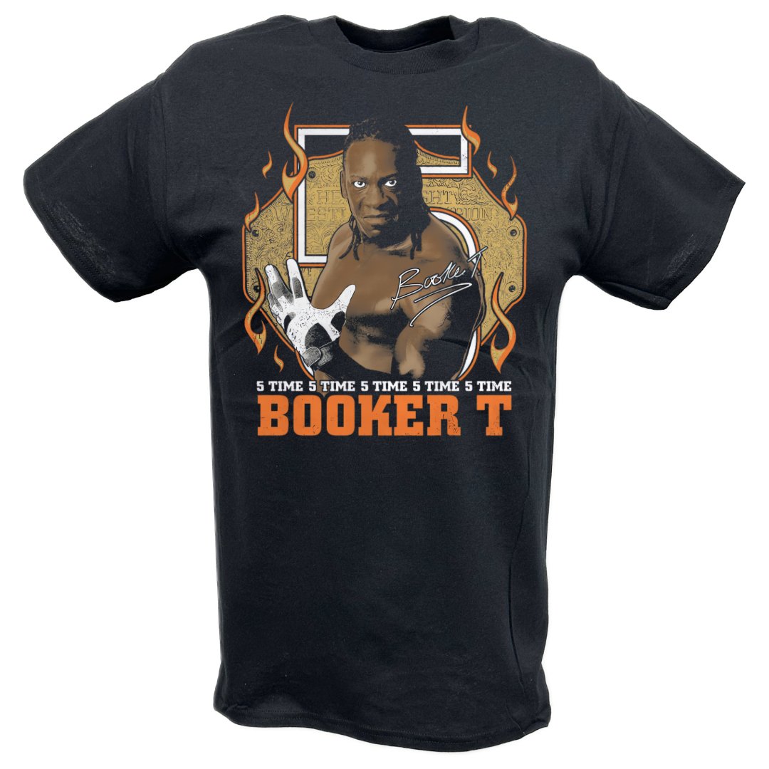 Booker T Signature 5 Time Black T-shirt – Extreme Wrestling Shirts