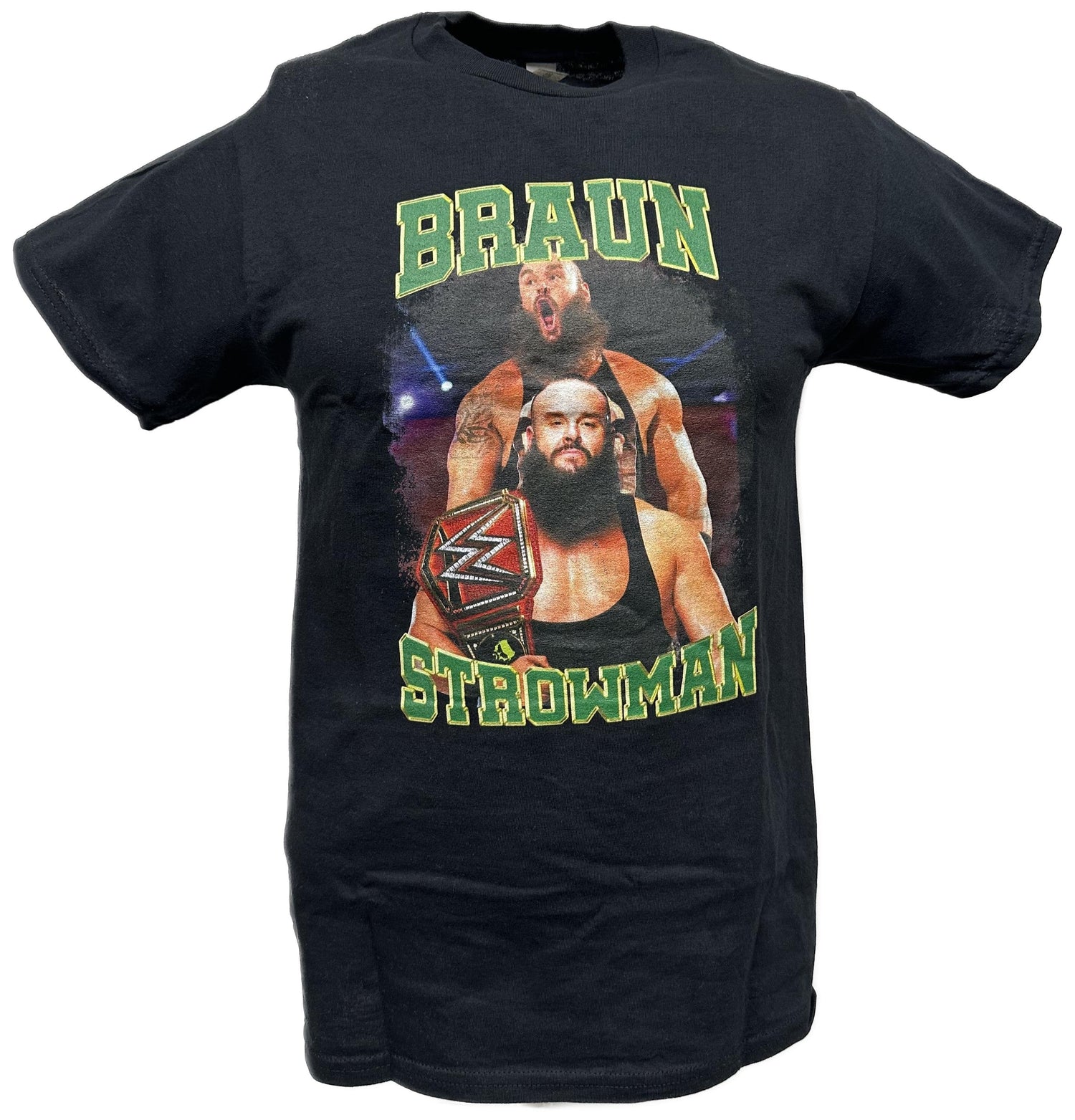Braun Strowman Championship Belt Double Pose Black T-shirt – Extreme ...