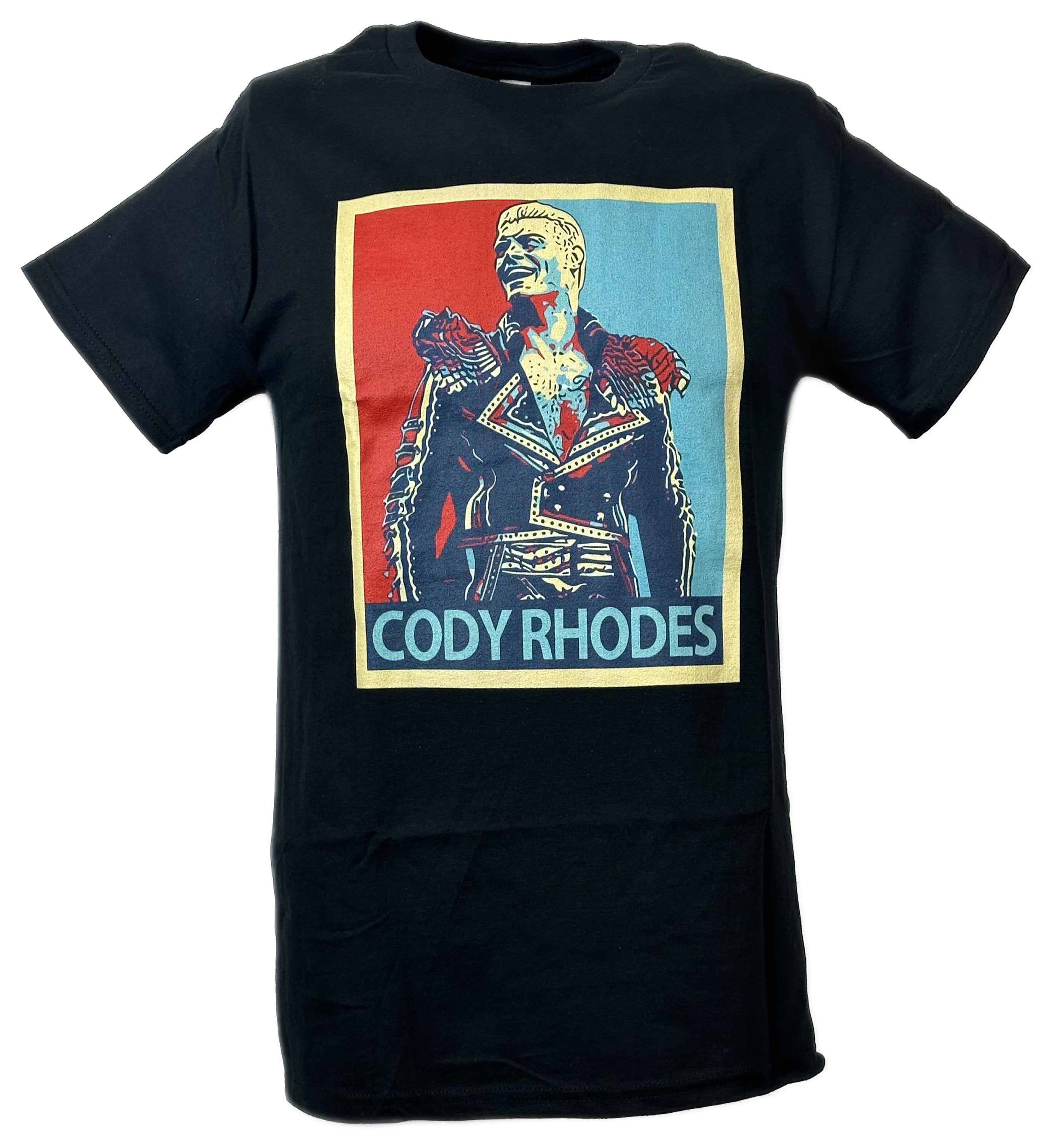 Cody Rhodes Red Blue Poster Print Black T-shirt – Extreme Wrestling Shirts