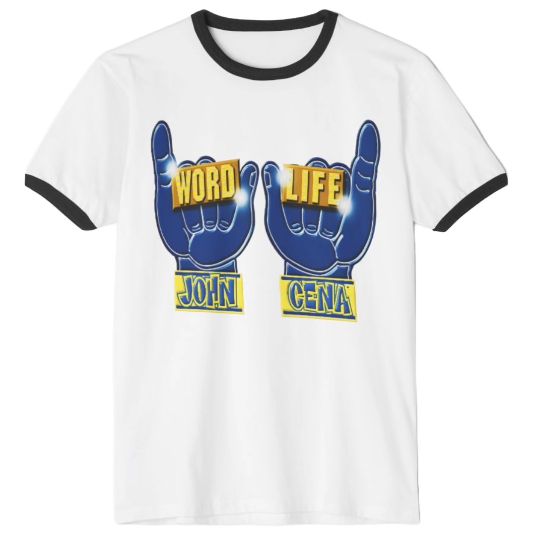 John Cena Word Life White Ringer T-shirt – Extreme Wrestling Shirts