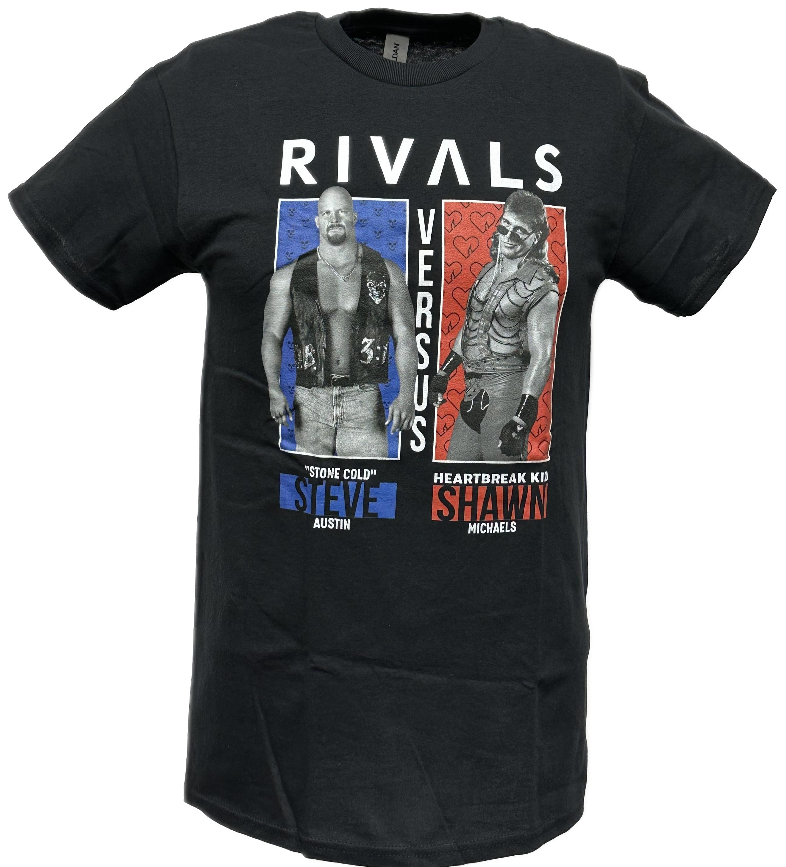 Rivals Stone Cold Steve Austin vs Shawn Michaels Mens Black T-shirt ...