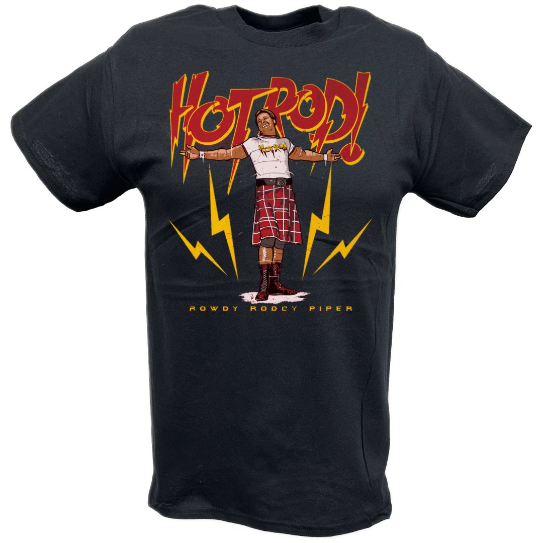 Roddy Piper Hot Rod Pose Black T-shirt – Extreme Wrestling Shirts
